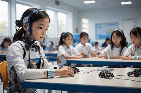 Premium Ai Image Robotics In Education Building Future Innovators In Futuristic Classrooms