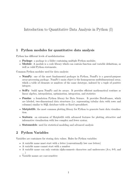 Introduction To Quantitative Data Analysis In Python I Pdf Parameter Computer Programming