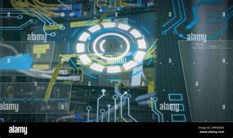 Image Of Data Processing Over Scope Scanning And Cables Of Computer