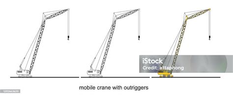 타워 크레인 구성 요소 아우 트리거와 현대 모바일 크레인 크레인 그래픽입니다 흰색 배경에 크레인 클립 아트입니다 개발에 대한 스톡 벡터 아트 및 기타 이미지 Istock