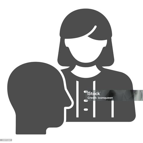 심리학자 여자와 남자 머리 단단한 아이콘 심리학 개념 벡터 그래픽 인간의 마음과 여자는 흰색 배경에 기호 모바일 또는 웹 디자인을위한 글리프 스타일 아이콘입니다 검은색에