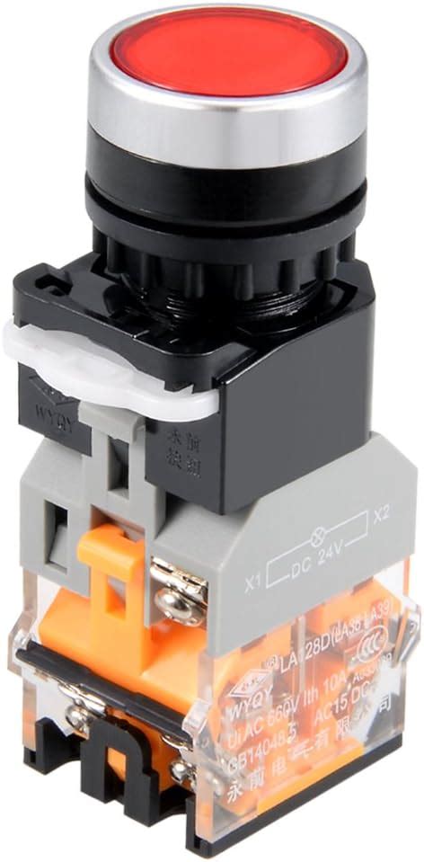 Sourcingmap 22mm Momentary Push Button Switch Red LED Light Round Button DPST 1 NO 1 NC Light