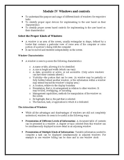 Module Iv Notes Module Iv Windows And Controls To Understand The Purpose And Usage Of