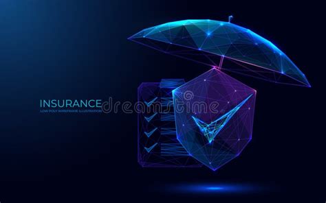 Digital Insurance Concept Check Mark Shield And Checklist Are Under Umbrella Stock Vector