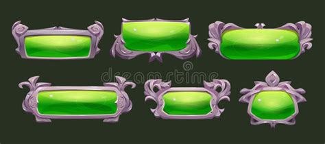 Medieval Game Menu Frames Ui Elements Buttons Stock Vector