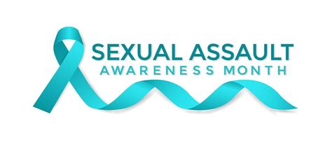 Sexual Assault Awareness Month Concept Banner With Teal Ribbon Vector