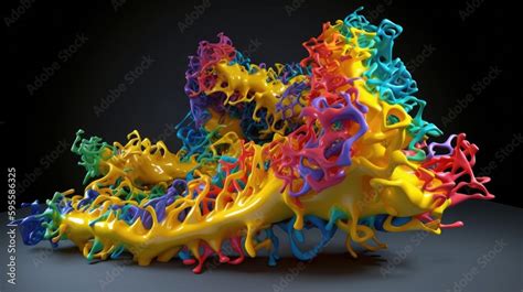 D Visualization Of Protein Folding Structure Intricate Molecular Representation For