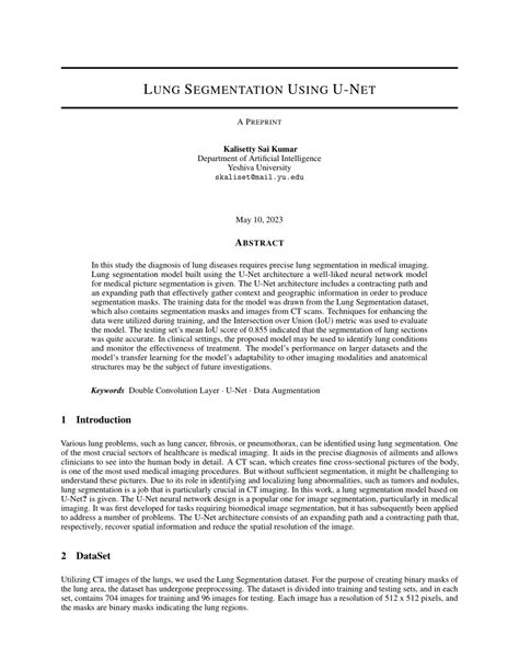 Pdf Lung Segmentation Using U Net A Preprint