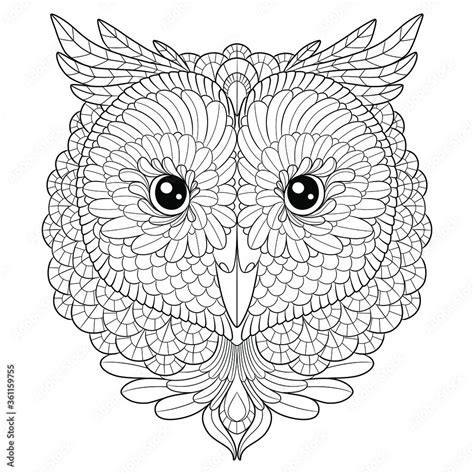 Owl Head Vector Graphic Adult Coloring Page Mandala Stock Vector Adobe Stock