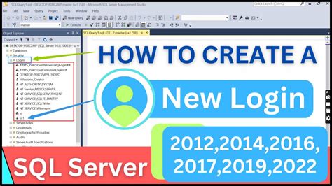 how to create a new login user in sql server sql sqlserver youtube