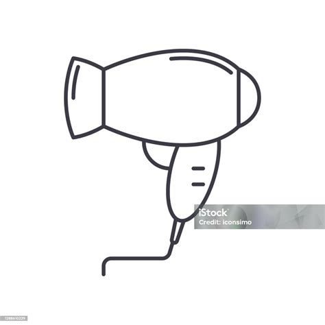 헤어 드라이어 개념 아이콘 선형 절연 일러스트레이션 얇은 선 벡터 웹 디자인 기호 흰색 배경에 편집 가능한 스트로크와 윤곽 개념