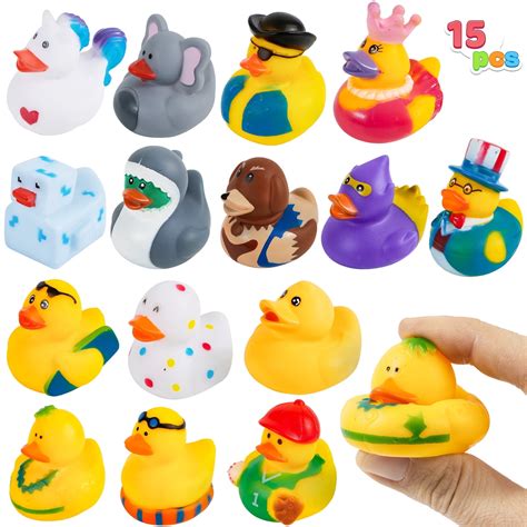 Joyfy 15 Pcs Rubber Ducks Random Assortment Mini Rubber Duckie Toys