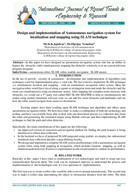 Pdf Design And Implementation Of Autonomous Navigation System For Localization And Mapping