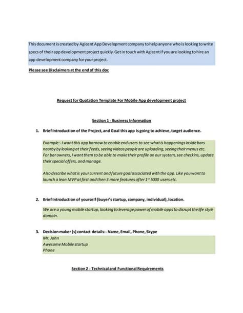Mobile App Specification Template Sample App Requirements Specs Document Docx Social