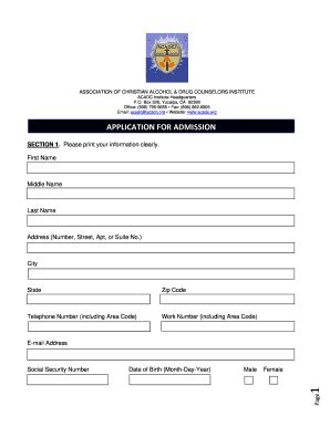 ACADC Application For Admission Fill And Sign Printable Template Online