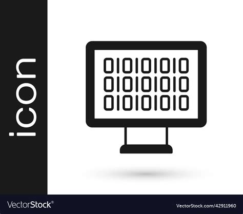 Black Binary Code Icon Isolated On White Vector Image
