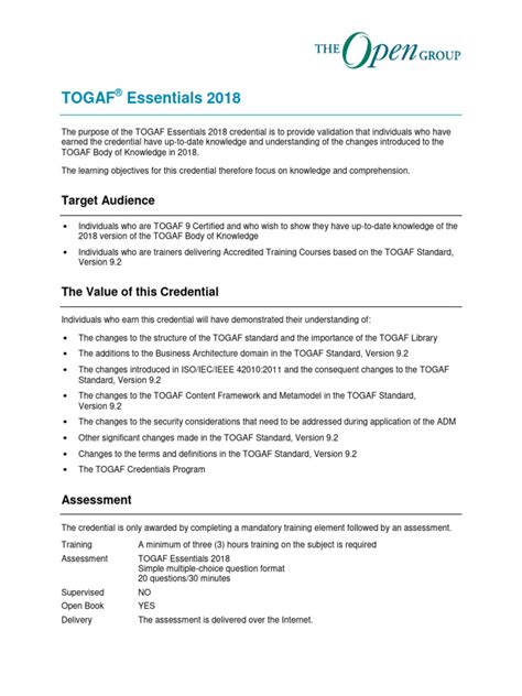 Togaf Essentials 2018 V1 Pdf