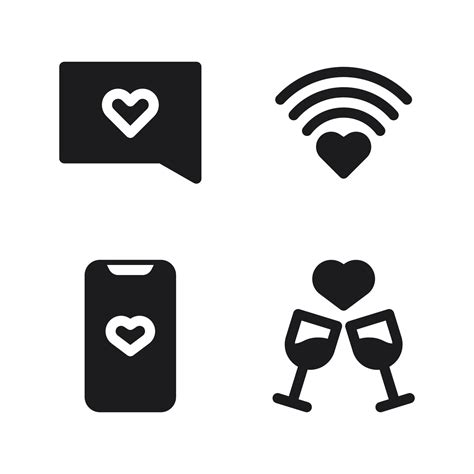 Romance Icons Set Speech Bubble Signal Smartphone Drink Perfect For Website Mobile App App