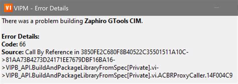 Error 66 While Building Vipm Package Cross Post Application Builder Installers And Code