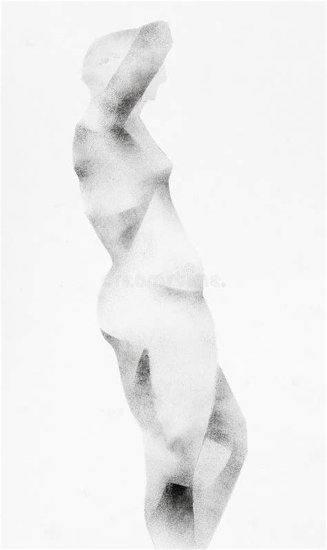 Sketch Of Curvy Female Model Standing From Side Stock Illustration Illustration Of Artwork