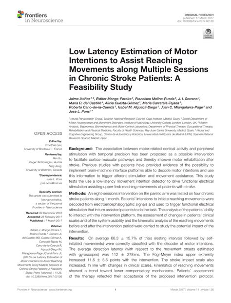 Pdf Low Latency Estimation Of Motor Intentions To Assist Reaching Movements Along Multiple