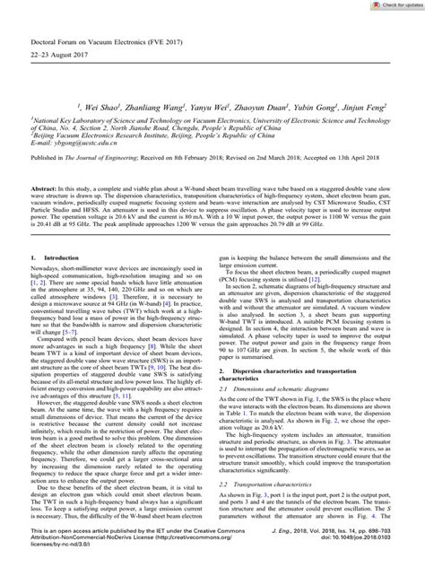 The Journal Of Engineering 2018 Tian Design Of W‐band Sheet Beam Travelling Wave Tubes