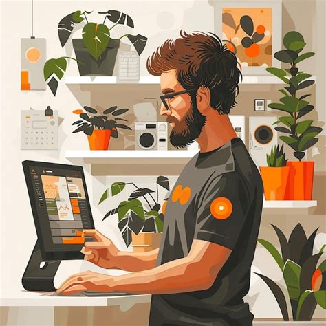 Devops Engineer Tech Entrepreneur In A Illustrated Flat Minimal Design Premium Ai Generated Image