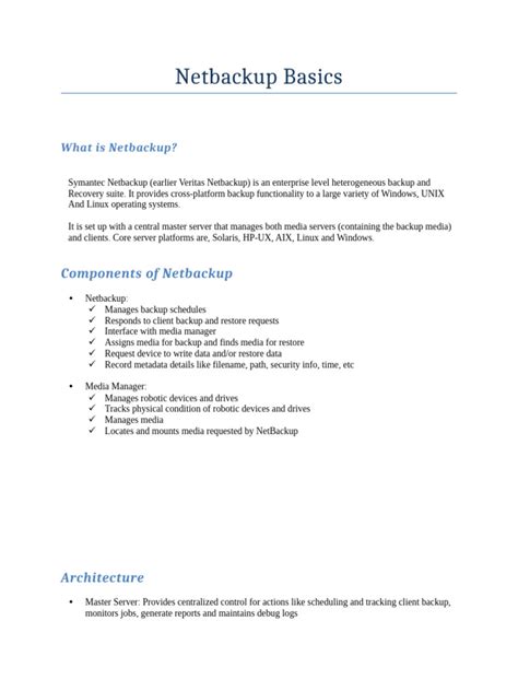 Netbackup Basics Stage 1 Pdf Backup Computer File