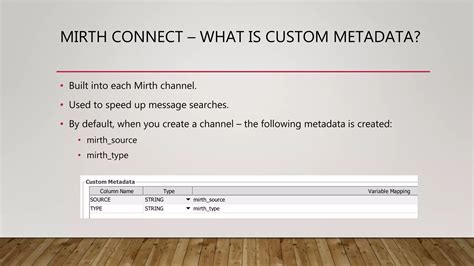 Mirth Connect Custom Metadata PPT