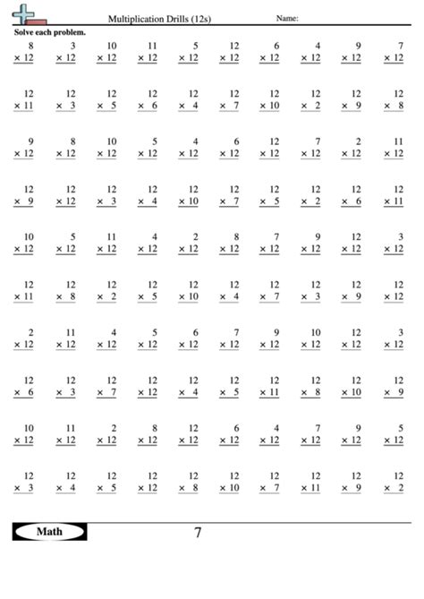 Multiplication Drills S Multiplication Worksheet With Answers Printable Pdf Download