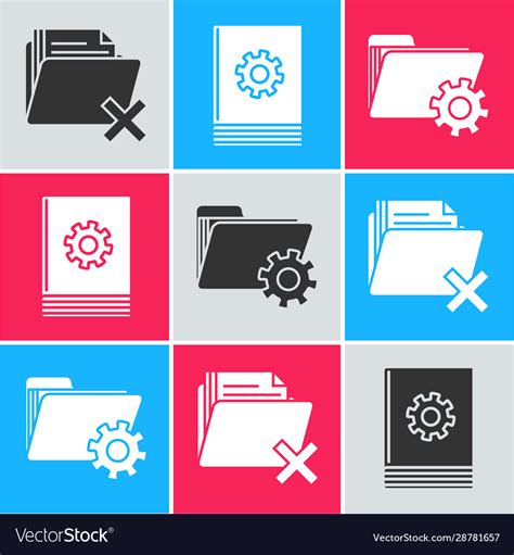 Set Delete Folder User Manual And Folder Settings Vector Image