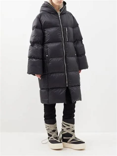 Moncler Rick Owens Gimp Quilted Down Hooded Coat Black Editorialist
