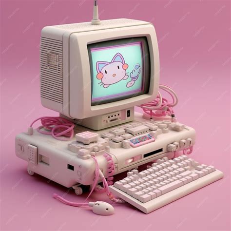 Premium Photo There Is A Small Computer With A Pink Kitty On The
