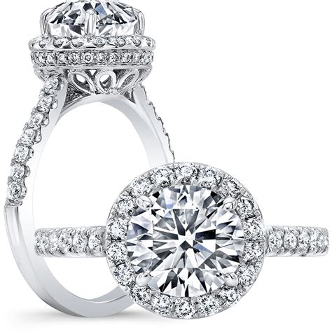 17ct Round Cut Natural Diamond Halo Pave Vintage Style Diamond