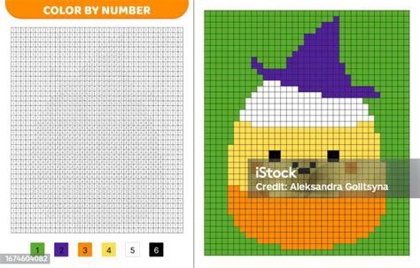 캔디 옥수수 스퀴시멜로 숫자로 색칠하기 픽셀 색칠하기 책 번호가 매겨진 사각형 어린이용 게임 모자이크 처리에 대한 스톡 벡터 아트 및 기타 이미지 Istock