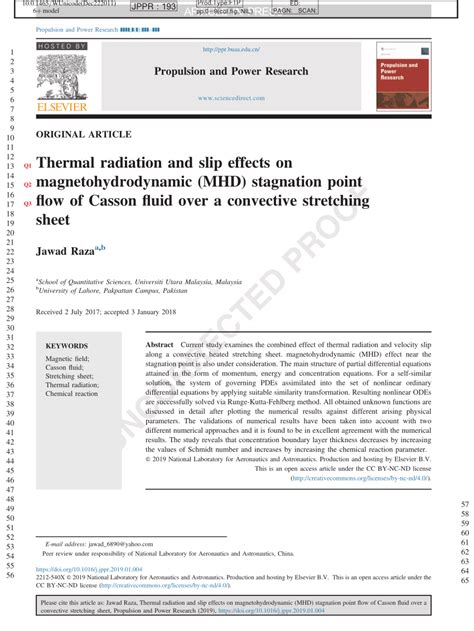 Pdf Thermal Radiation And Slip Effects On Magnetohydrodynamic Mhd Stagnation Point Flow Of