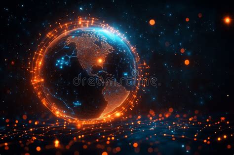 A Luminous Digital Globe Shows Networks Of Interconnected Lines