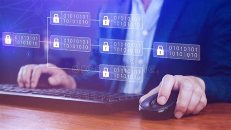 Businessman Using Laptop Computer To Blockchain Technology Concept With