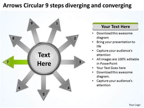 9 Steps Diverging And Converging Relative Circular Flow Arrow Network