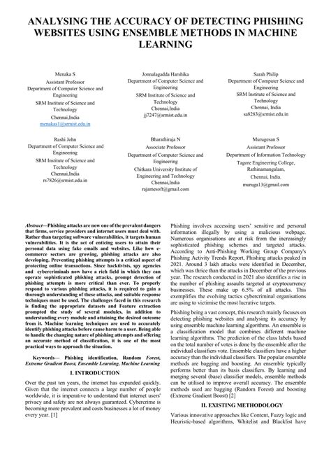 Pdf Analysing The Accuracy Of Detecting Phishing Websites Using