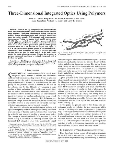 Pdf Three Dimensional Integrated Optics Using Polymers