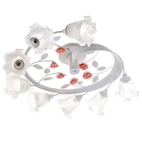 Люстра стельова на 8 ламп у формі квітки біла 80x20 см 0301158 фото відгуки характеристики