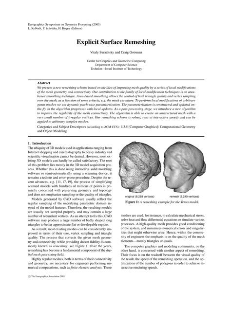 Pdf Explicit Surface Remeshing