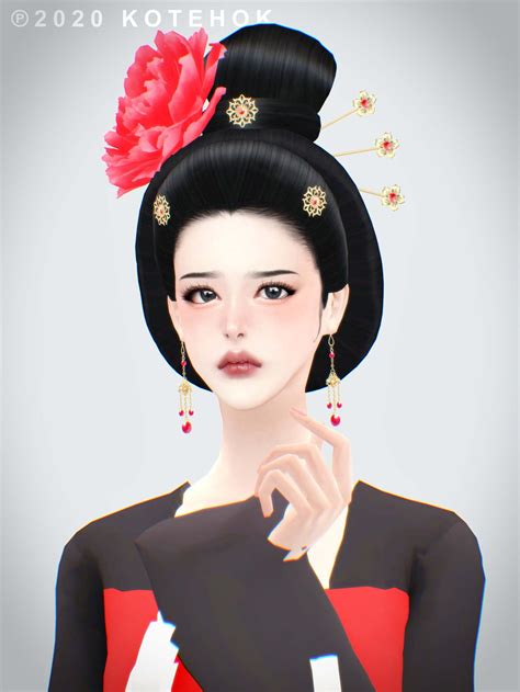 Sims 4 Hair By Beautyflame Dress Sims 4 Japanese Hairstyle Sims Hair