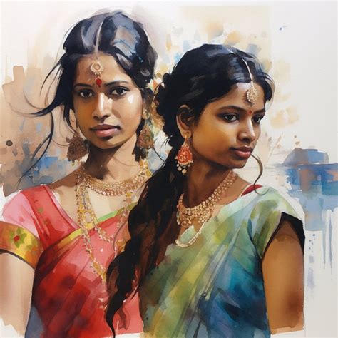 Modern South Asian Women Digital Print Womans Portrait Etsy