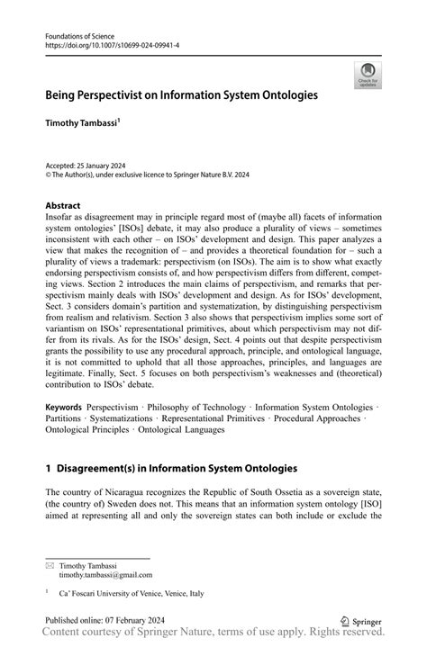 Being Perspectivist On Information System Ontologies