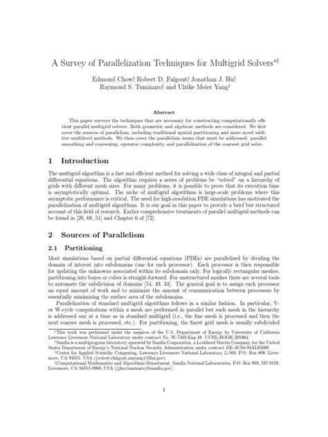 Parallel Algebraic Multigrid Survey Pdf Parallel Computing Matrix Mathematics