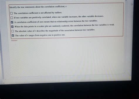Solved Identify The True Statements About The Correlation Chegg