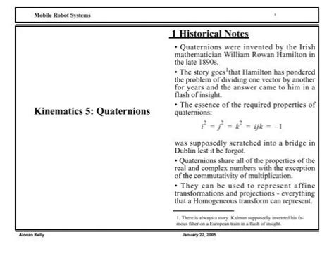 Kinematics 5 Quaternions 1 Historical Notes