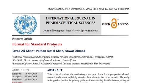 Format For Standard Protocols
